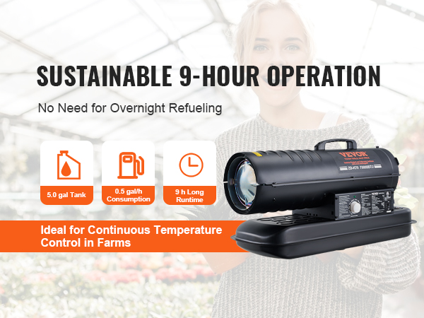 VEVOR Kerosene Forced Air Heater, 70000 BTU Portable Torpedo Diesel ...