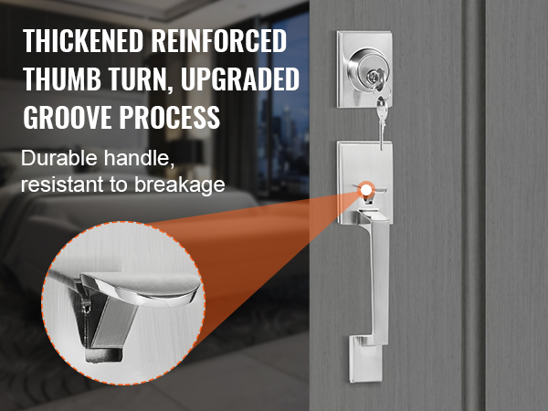 VEVOR Front Door Handle and Deadbolt Set, Satin Nickel Square Handle ...