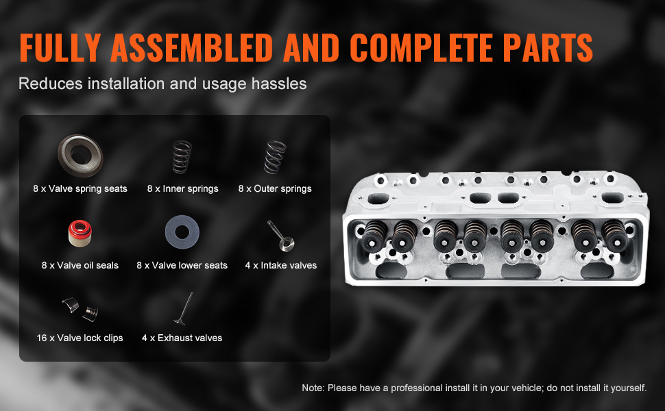 VEVOR Engine Cylinder Head Assembly Replacement Aluminum for SBC ...