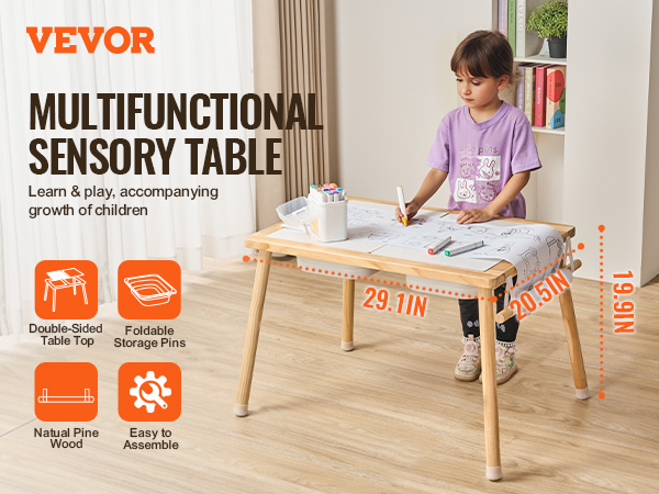 Table de jeu sensorielle pour enfants VEVOR avec 1 rouleau de papier et ...