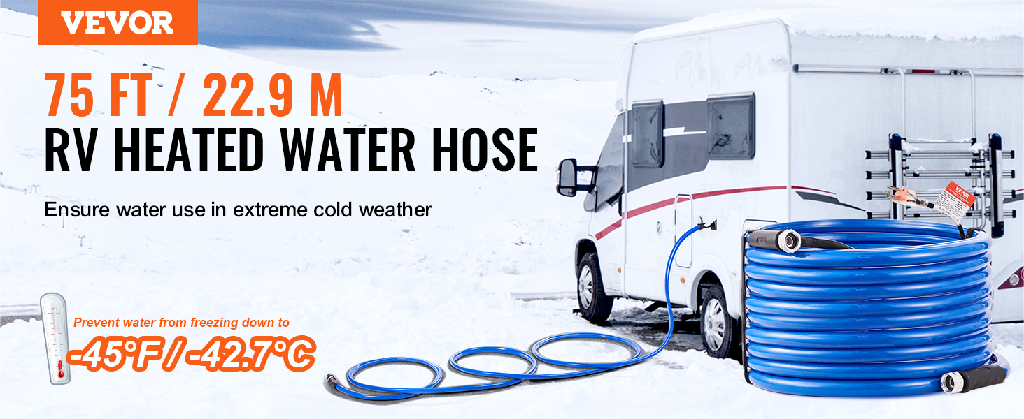 VEVOR 75ft Heated Water Hose for RV, Heated Drinking Water Hose ...