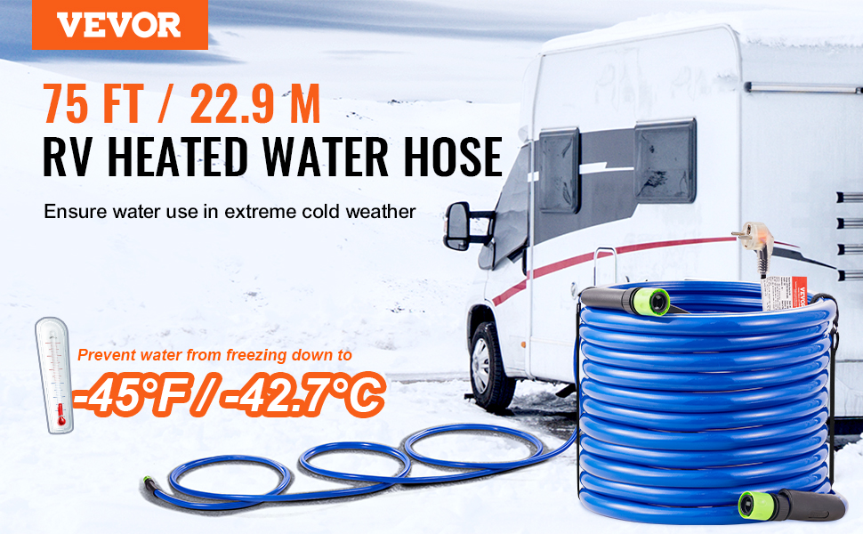 VEVOR 75ft Heated Water Hose for RV, Heated Drinking Water Hose ...