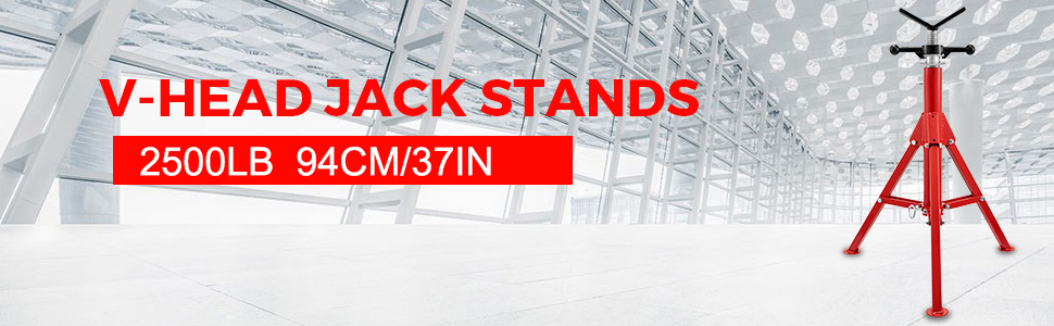 Pipe Jack Stand With V-Head and Folding Legs 2500LB Max. Height 37 ...