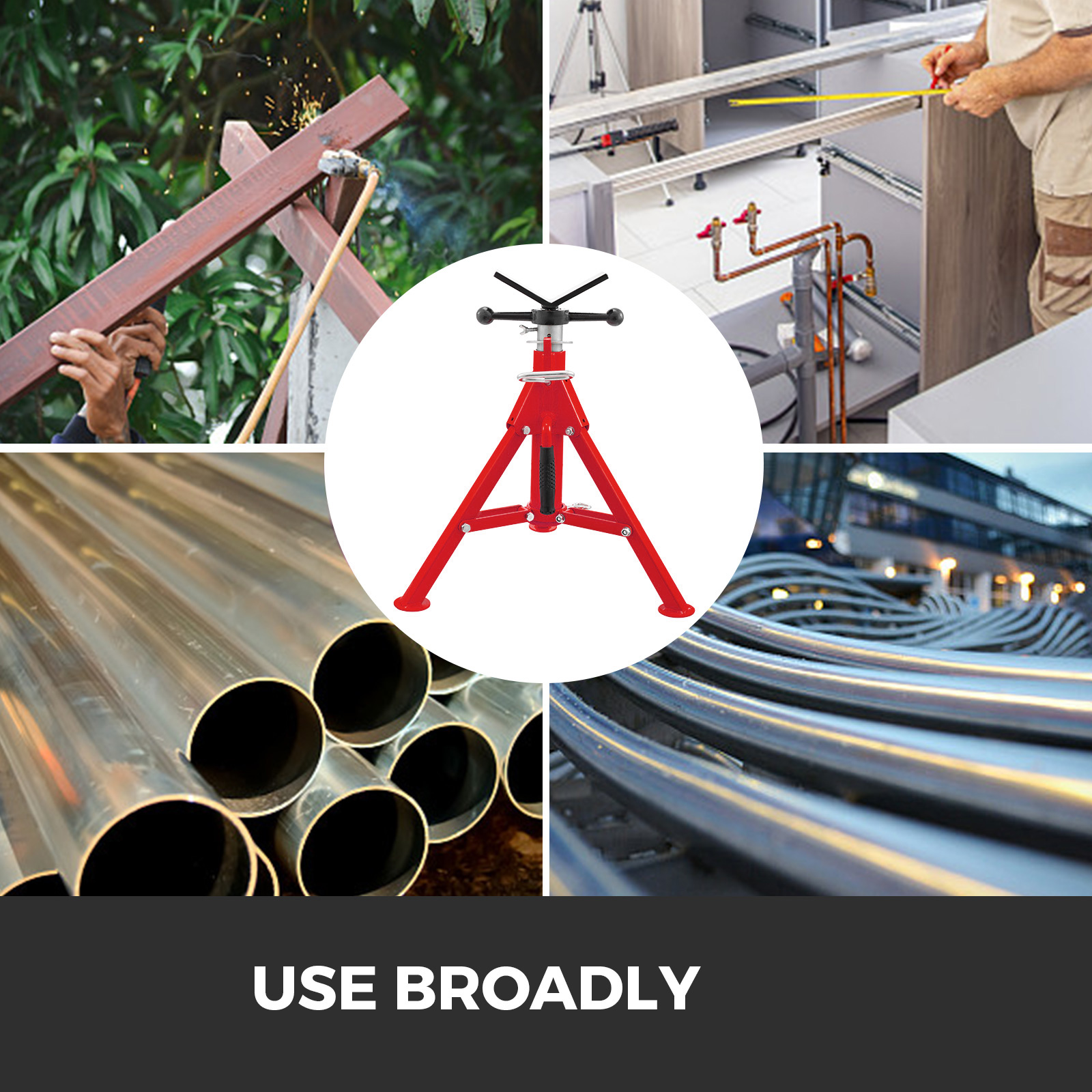 Pipe Jack Stand With V-Head and Folding Legs 2500LB Max. Height 37 ...