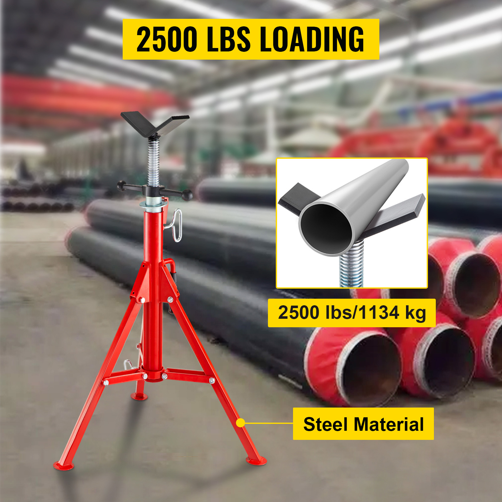 Mophorn V Head Pipe Stand, Adjustable Height 28-52 inch, 4500lbs/2 Tons ...