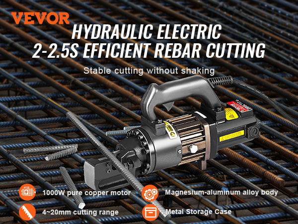 VEVOR 1000W Electric Hydraulic Rebar Cutter Cutting up to 3/4 Inch #6 4 ...
