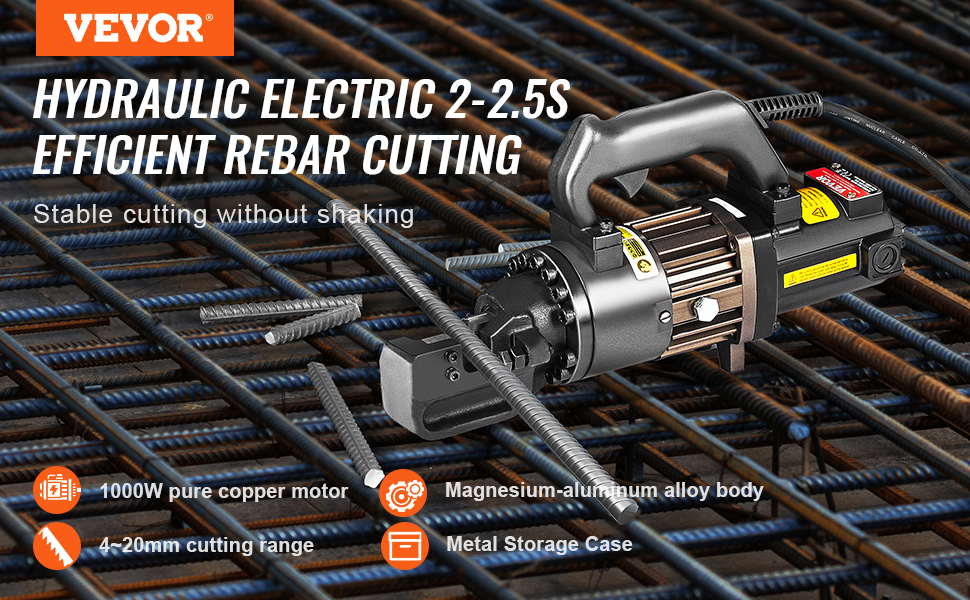 VEVOR 1000W Electric Hydraulic Rebar Cutter Cutting up to 3/4 Inch #6 4 ...