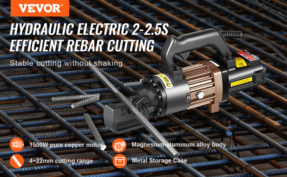 VEVOR 1500W Electric Hydraulic Rebar Cutter Cutting up to 7/8 Inch #7 4 ...
