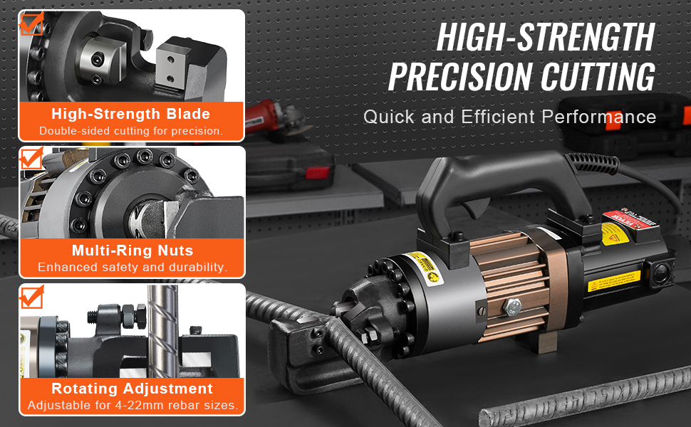 VEVOR 1500W Electric Hydraulic Rebar Cutter Cutting up to 7/8 Inch #7 4 ...