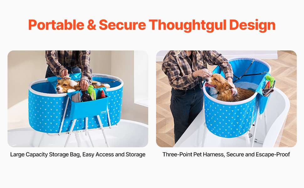 Foldable Dog Bathtub Elevated Light Blue Bathing Station for Small ...