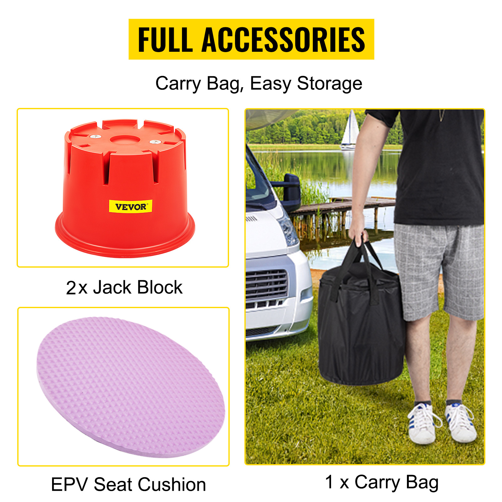 VEVOR Trailer Jack Block Trailer Stabilizer 2PC HDPE RV Block with EPV ...