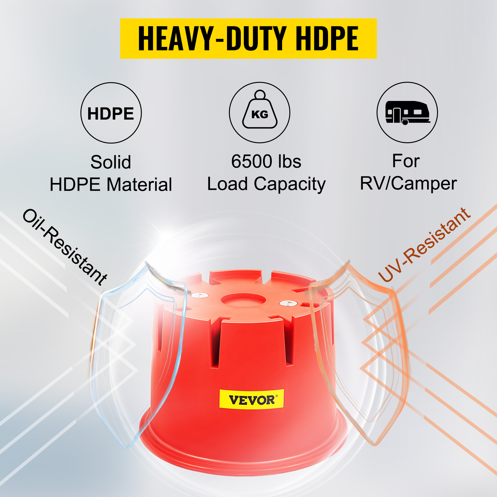 VEVOR Trailer Jack Block with Magnets, 6500 Capacity, 6-Pack HDPE RV ...