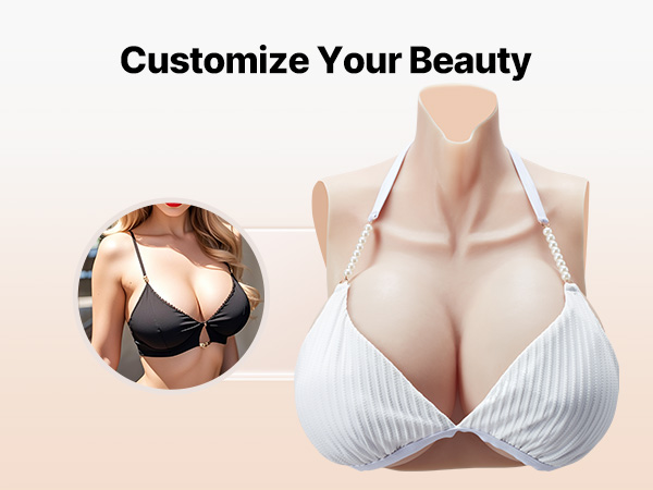 Silicone Breastplate H-Cup High Neckline Fake Breasts for Cosplay Drag ...