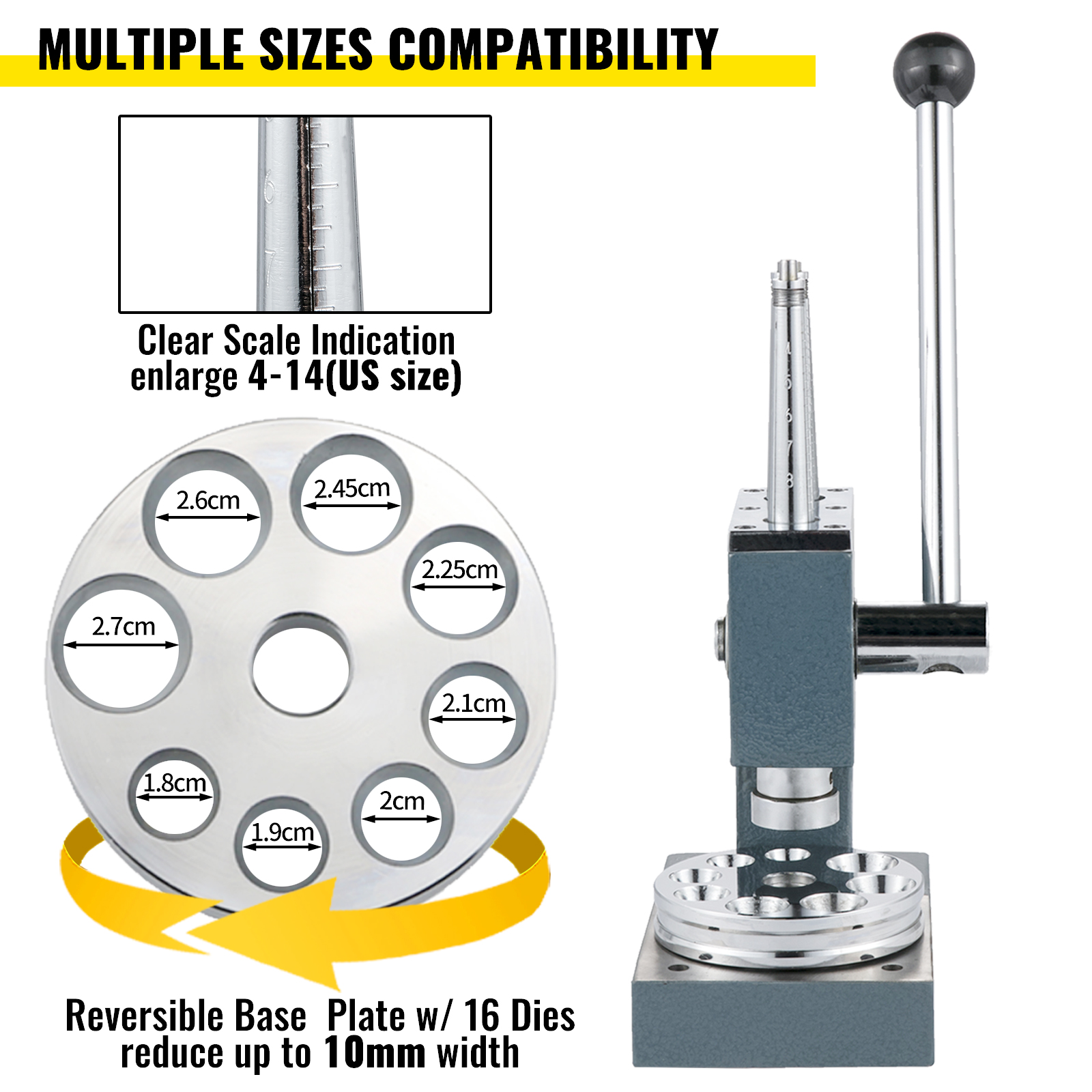 Vevor Jewelry Ring Stretcher Reducer Enlarger Machine Adjustment Sizer ...