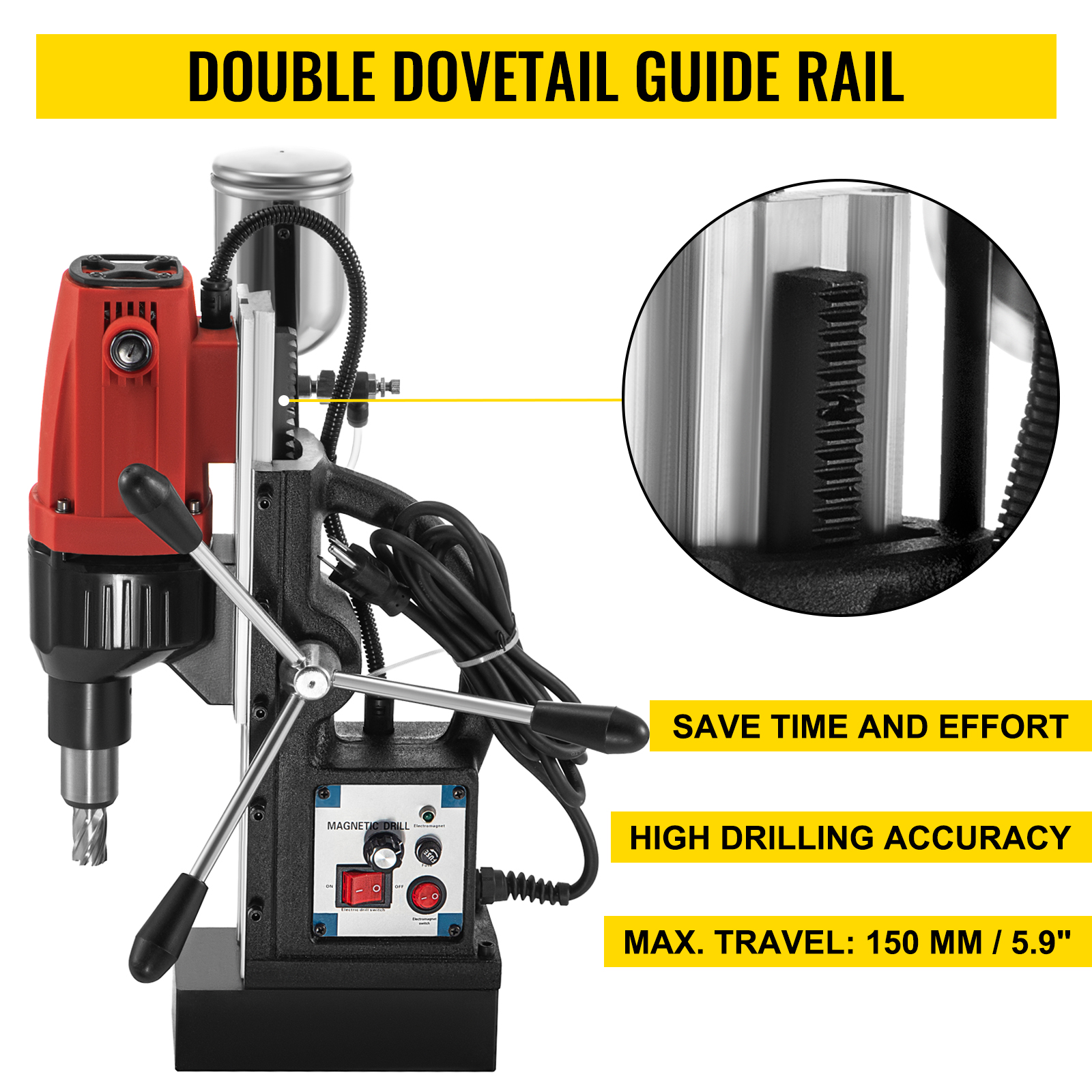 VEVOR Magnetic Drill, 0-680RPM Stepless Speed Electromagnetic Drill ...