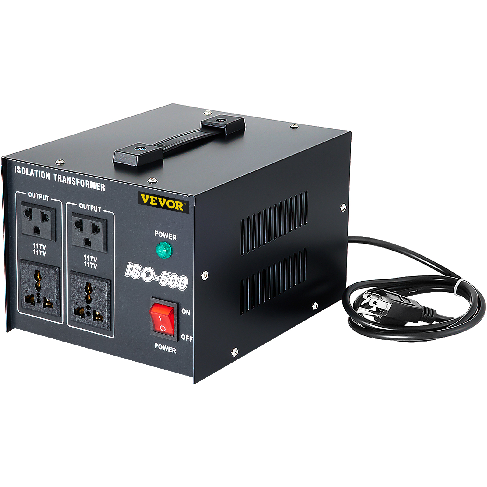 VEVOR Isolation Transformer, 500Watts Surge, 4 Outlets AC 110V to 120V ...