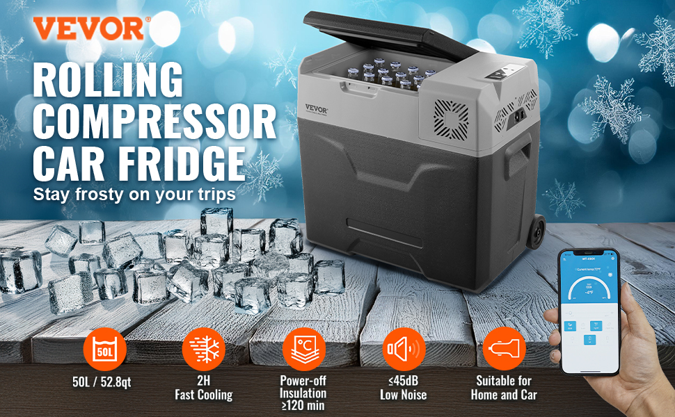 VEVOR Portable Car Refrigerator Freezer Compressor 50 L Single Zone for ...