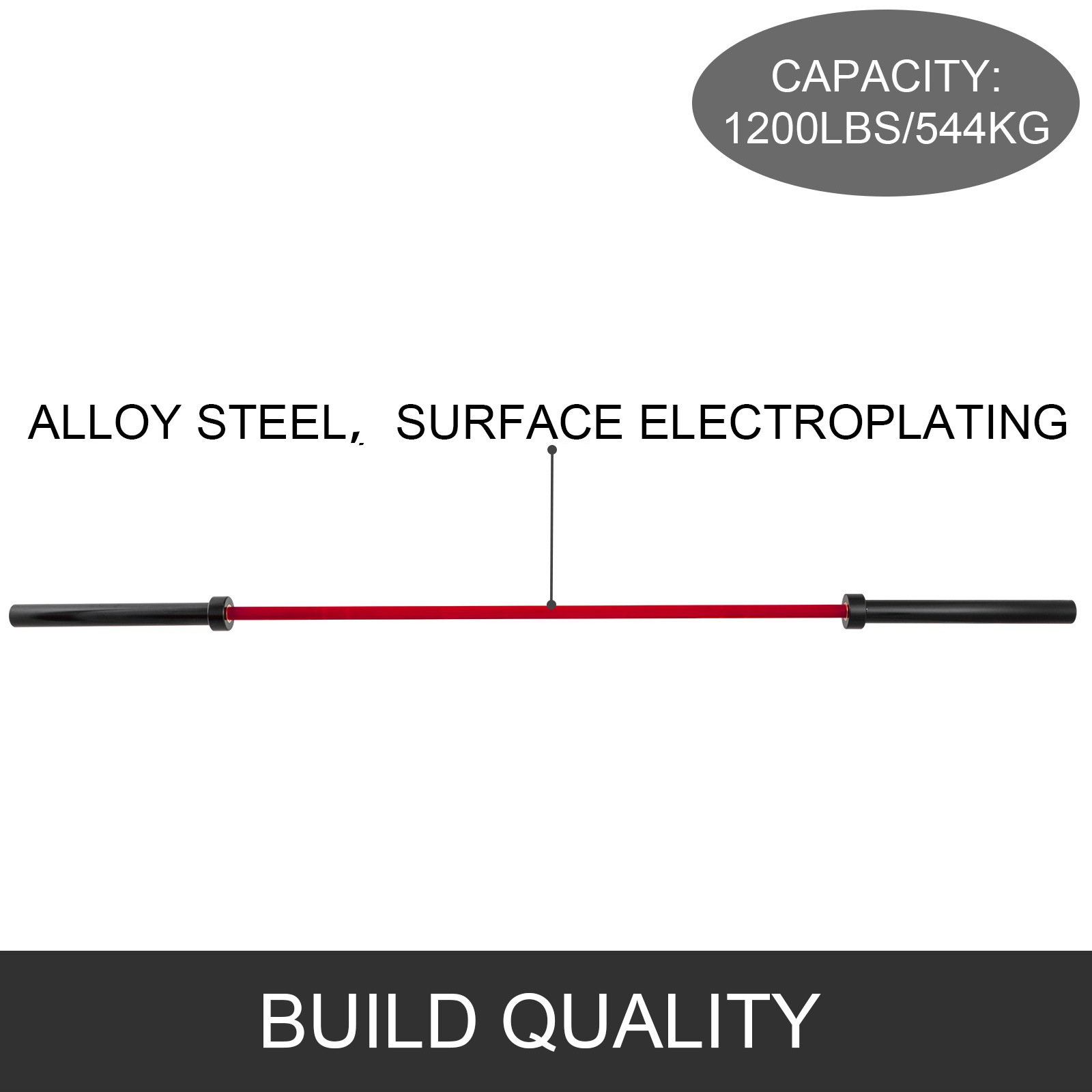 VEVOR Olympic Barbell Capacity 1200 lbs ,2-Inch Weightlifting Barbell ...