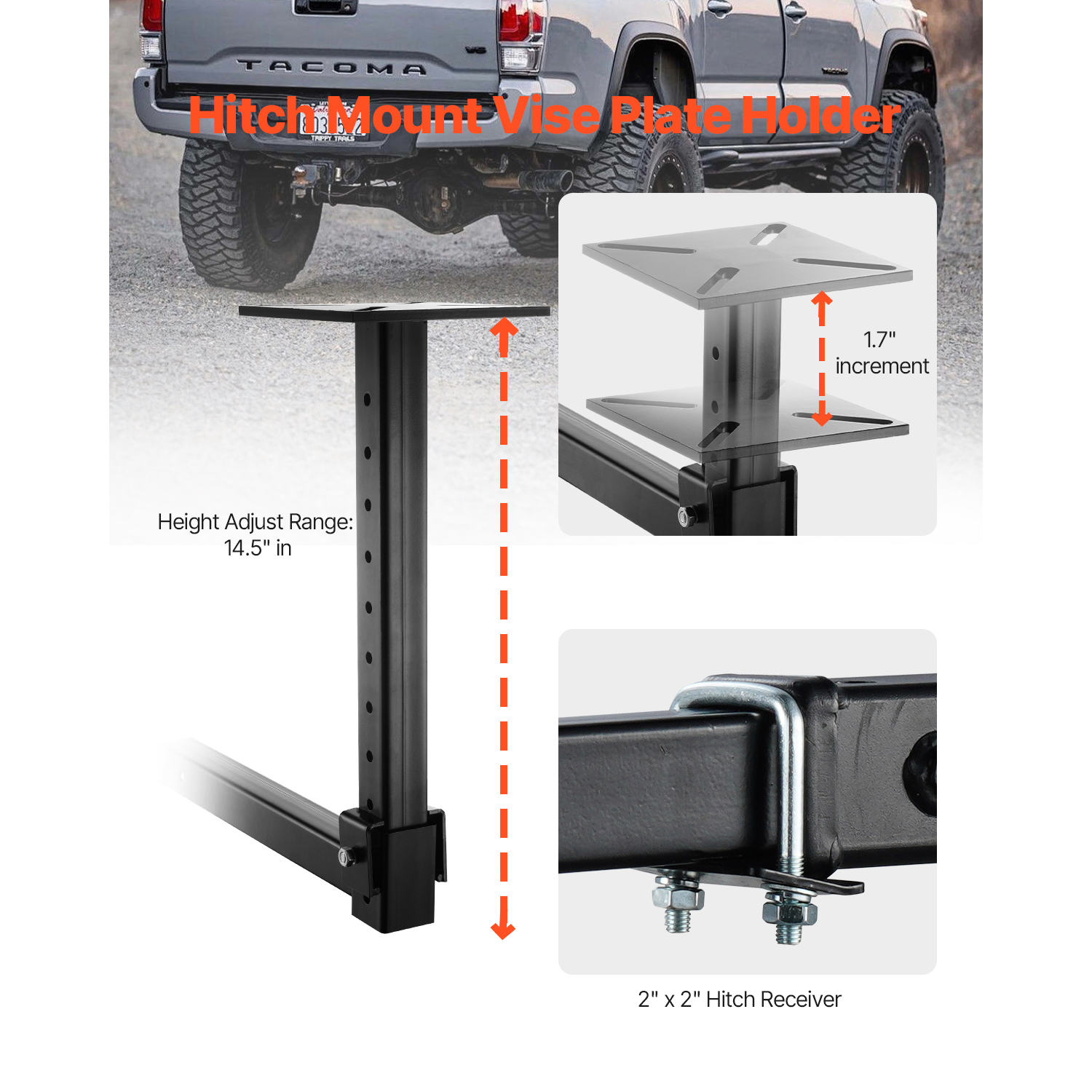 Mophorn Heavy-Duty Pipe Chain Vise, Adjustable Hitch Mount Holder, 1/8 ...