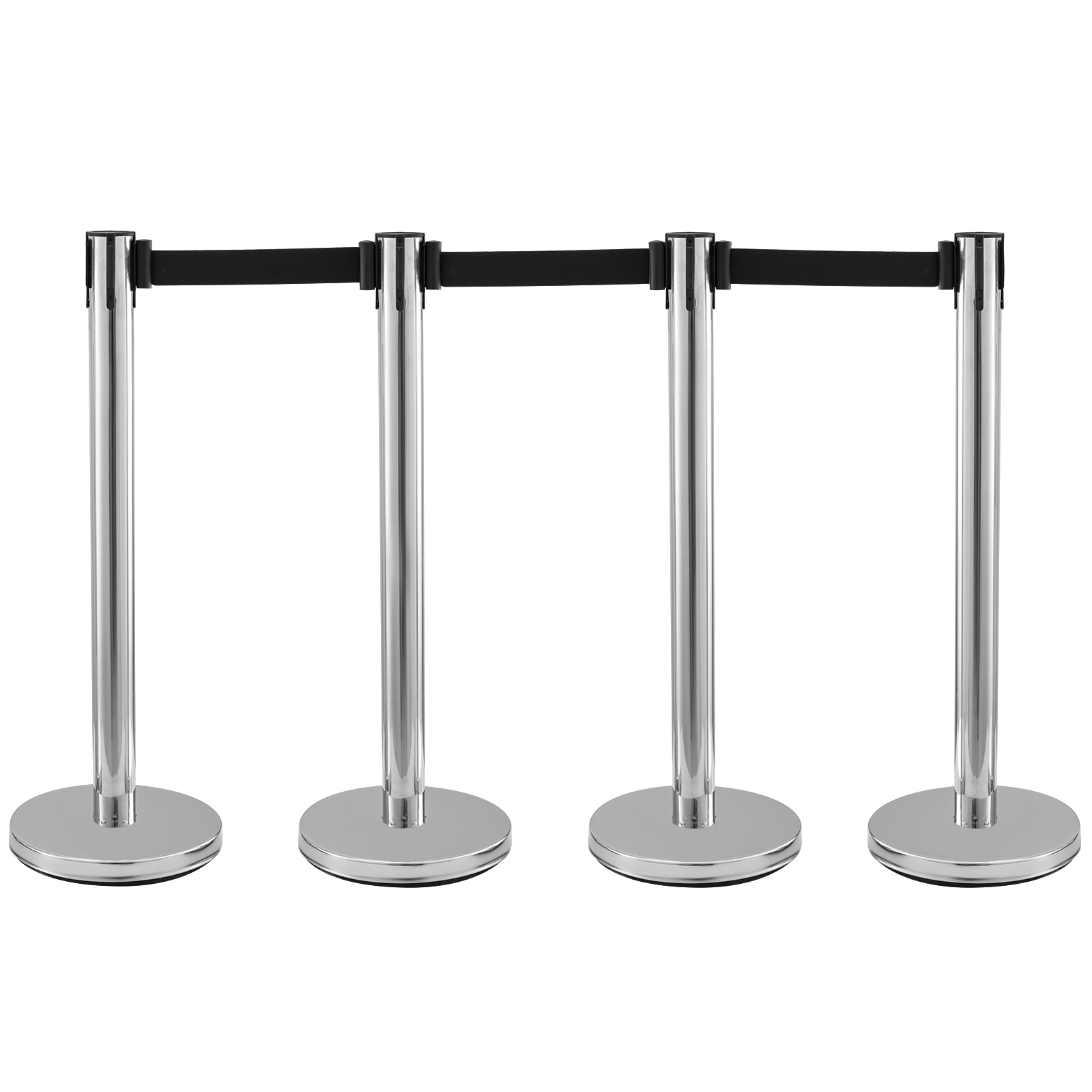 Stainless Steel Crowd Control Stanchion Black Belt Durable Retractable ...