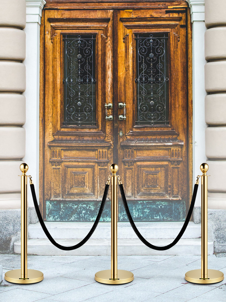 VEVOR Gold Stanchion Posts Queue 38 Inch Black Velvet Rope Crowd ...