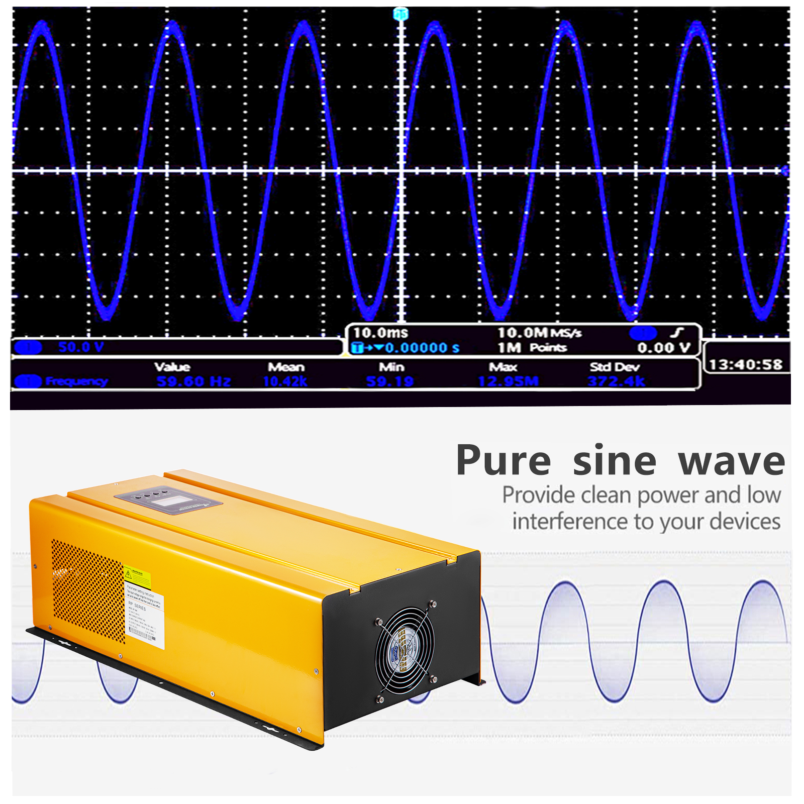 Vevor 5000w Low Frequency Pure Sine Wave Power Inverter W/ Lcd Dc 48v ...
