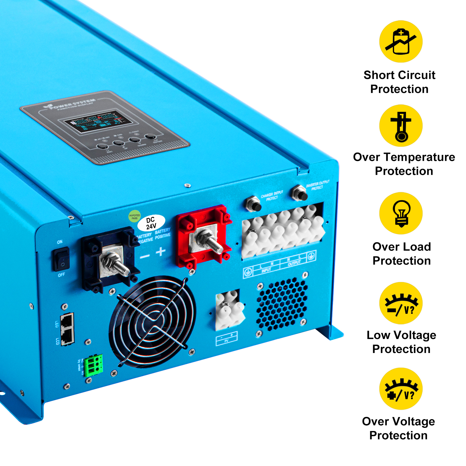 VEVOR VEVOR 3000W Peak 9000W 24V Pure Sine Wave Power Inverter 80A ...