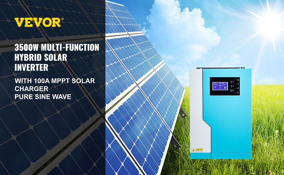 VEVOR 3500W Hybrid Solar Inverter 24V 230VAC MPPT 100A Solar Charger ...