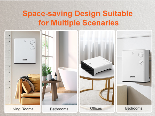 VEVOR Electric Wall Heater 1500W, Small Space Heaters with Knob ...