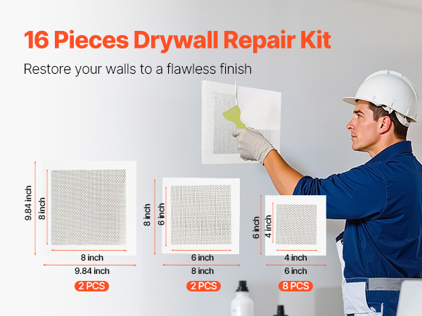 16PCS Drywall Repair Kit 4/6/8-inch Self-Adhesive Dry Wall Repair Patch ...