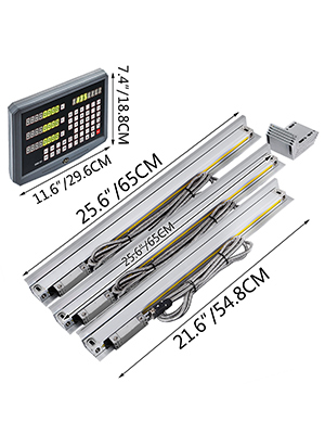 3 Axis Digital Readout DRO 400&500&500 mm(17.7"&20"&20") Precision Linear Scale | VEVOR US