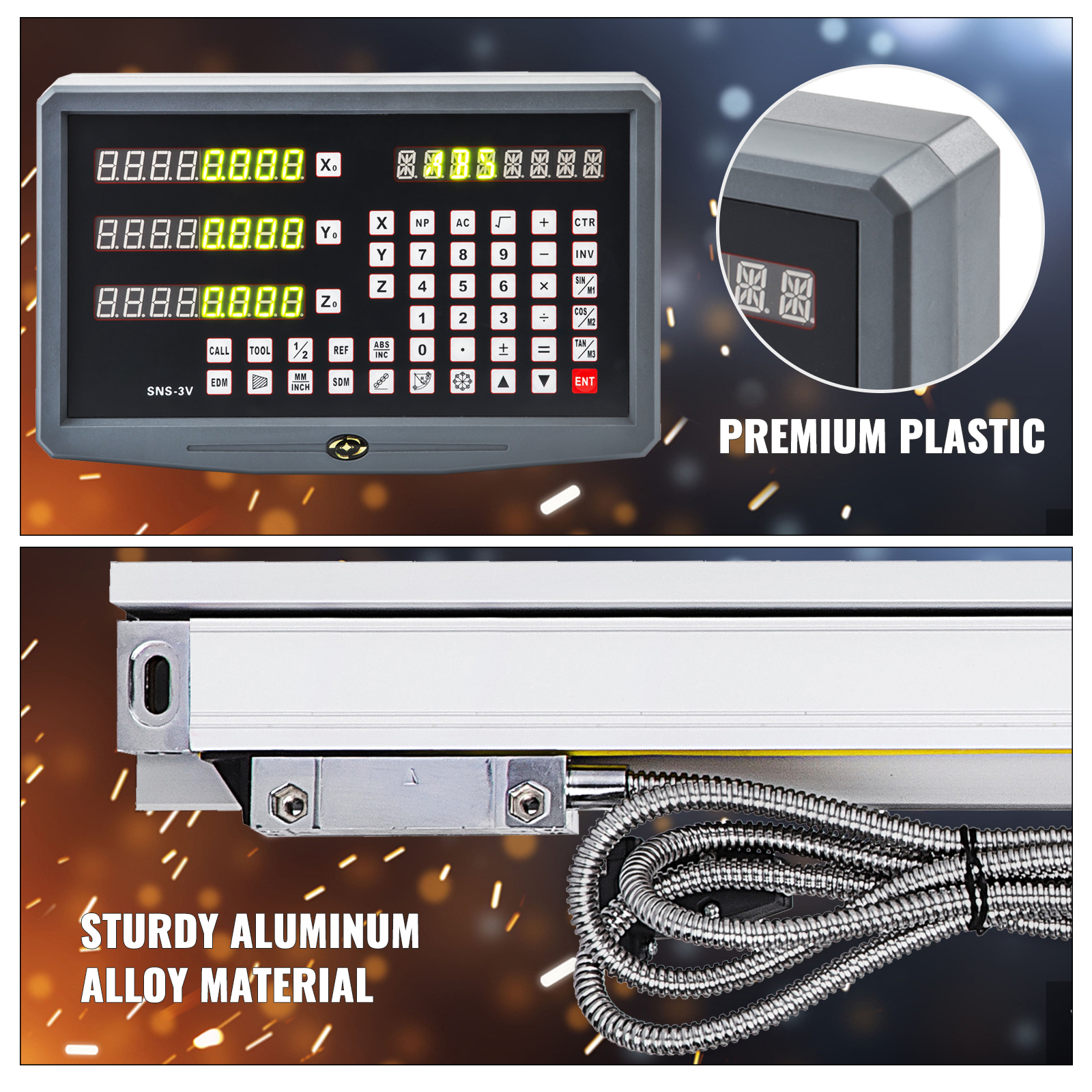 3 Axis Digital Readout DRO 450&500&1000mm(17.7"&20"&40") Precision Linear Scale | VEVOR US
