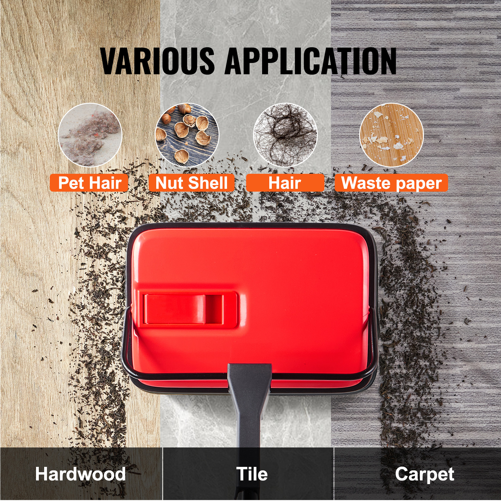 Carpet Floor Sweeper Manual 6.7/7.87 inch Width Sweeping Paths Non ...