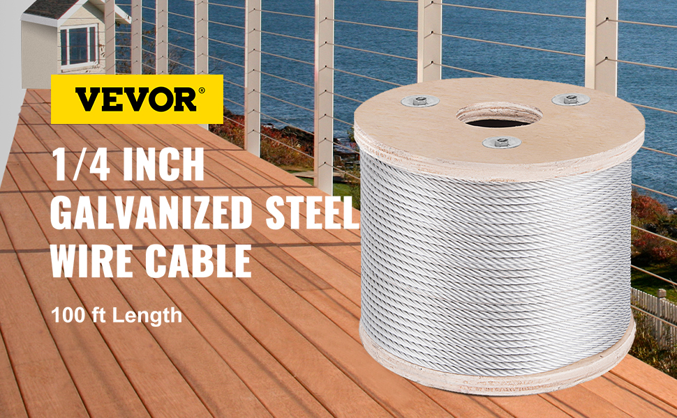 Cable Railing T304 Stainless Steel Cable Wire Rope Strand, 1/4, 7x19 ...