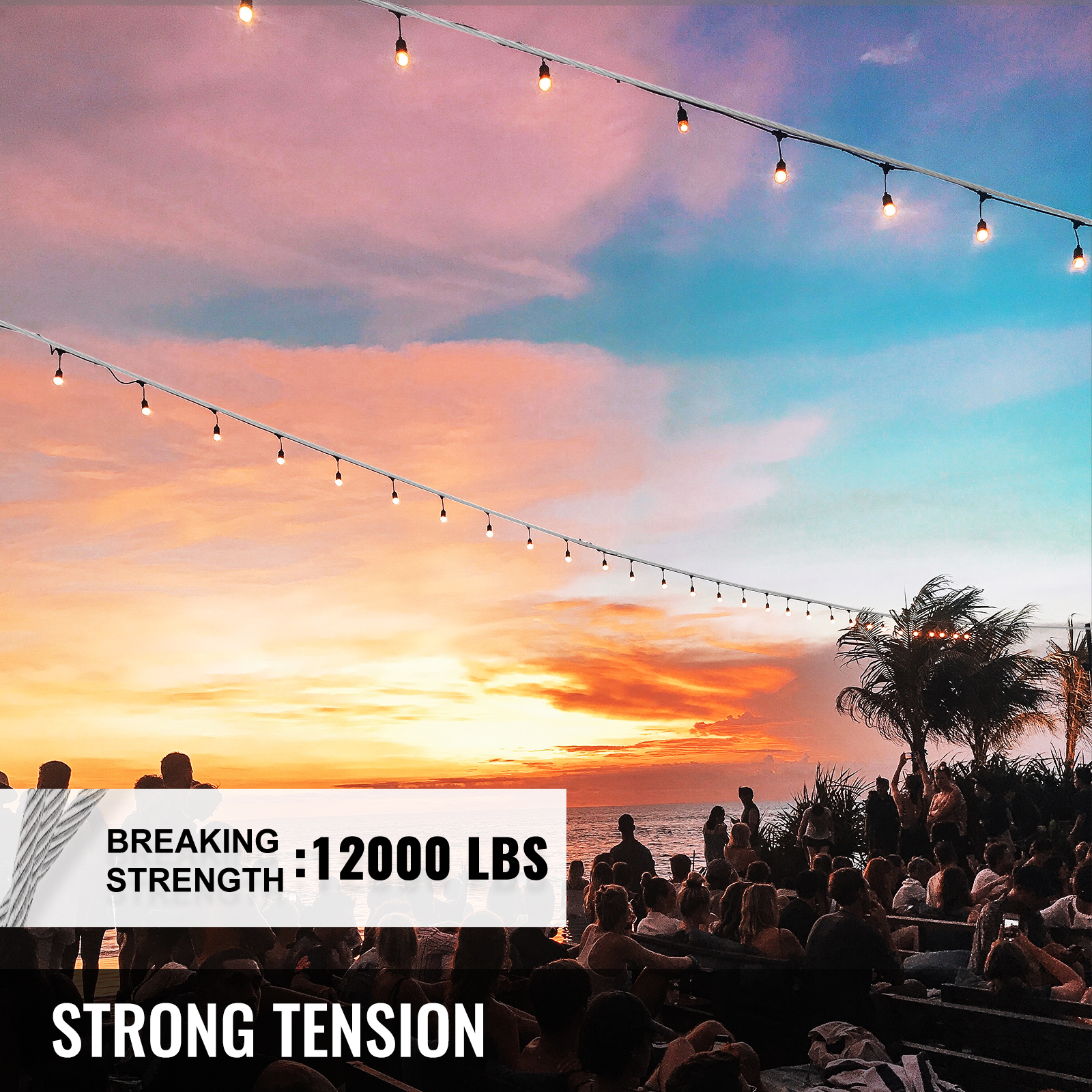 VEVOR Stainless Steel Cable Railing 3/8"x 100ft, Wire Rope 304 Marine ...