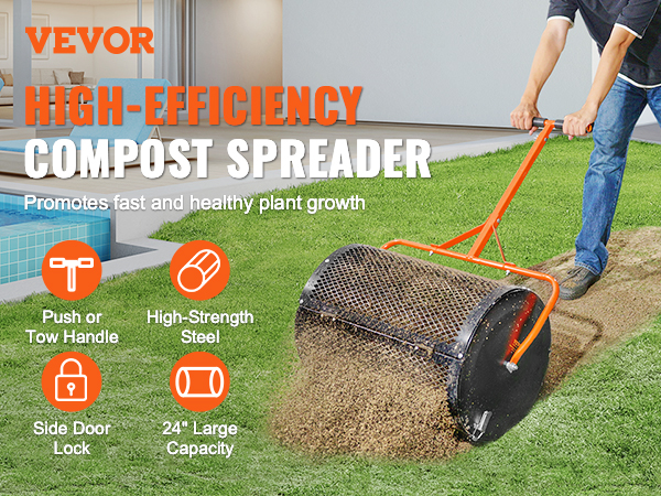Épandeur de compost VEVOR 24" Épandeur de mousse de tourbe Épandeur de ...