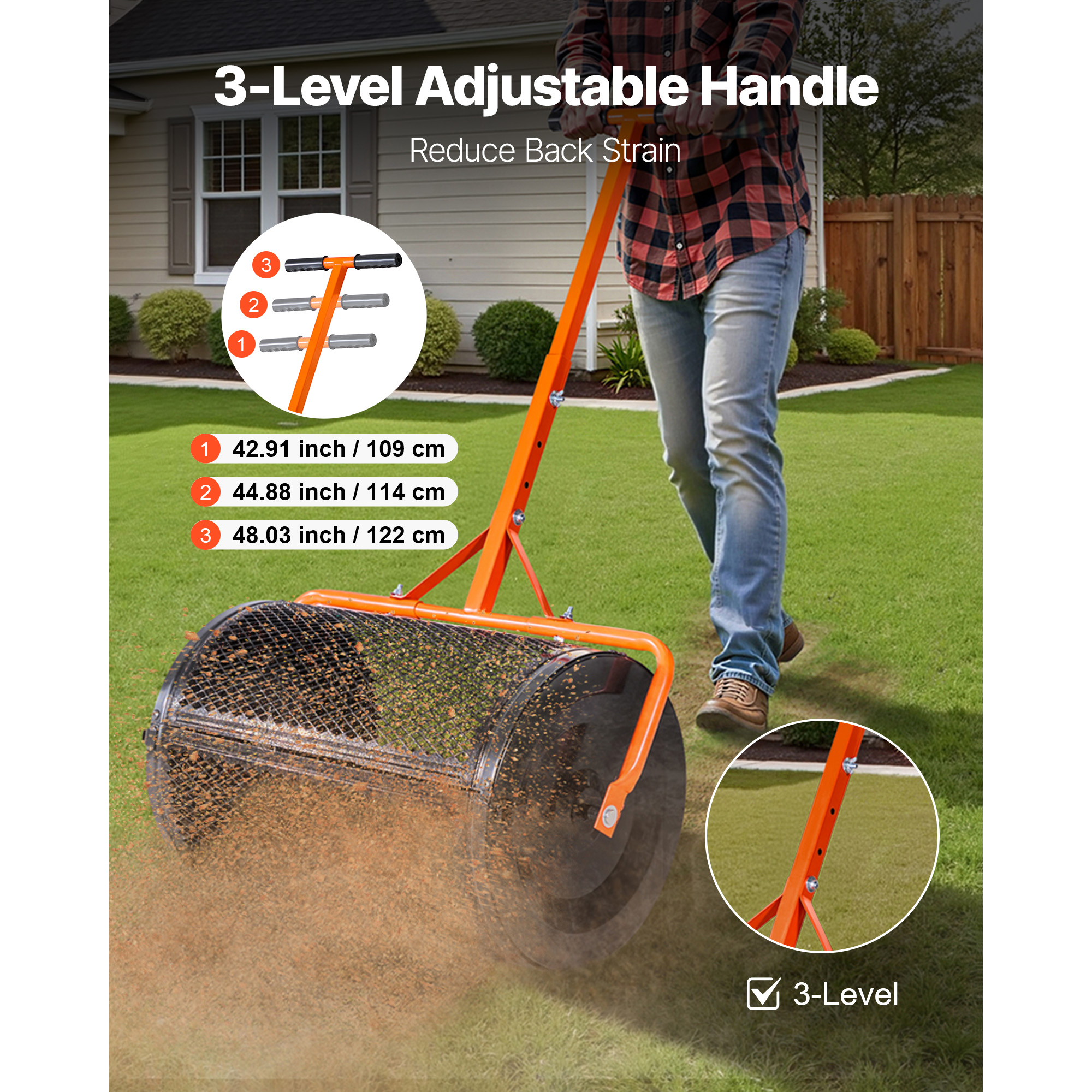 Mophorn Épandeur de Compost et Tourbe, 60 cm, Rouleau pour Gazon avec ...