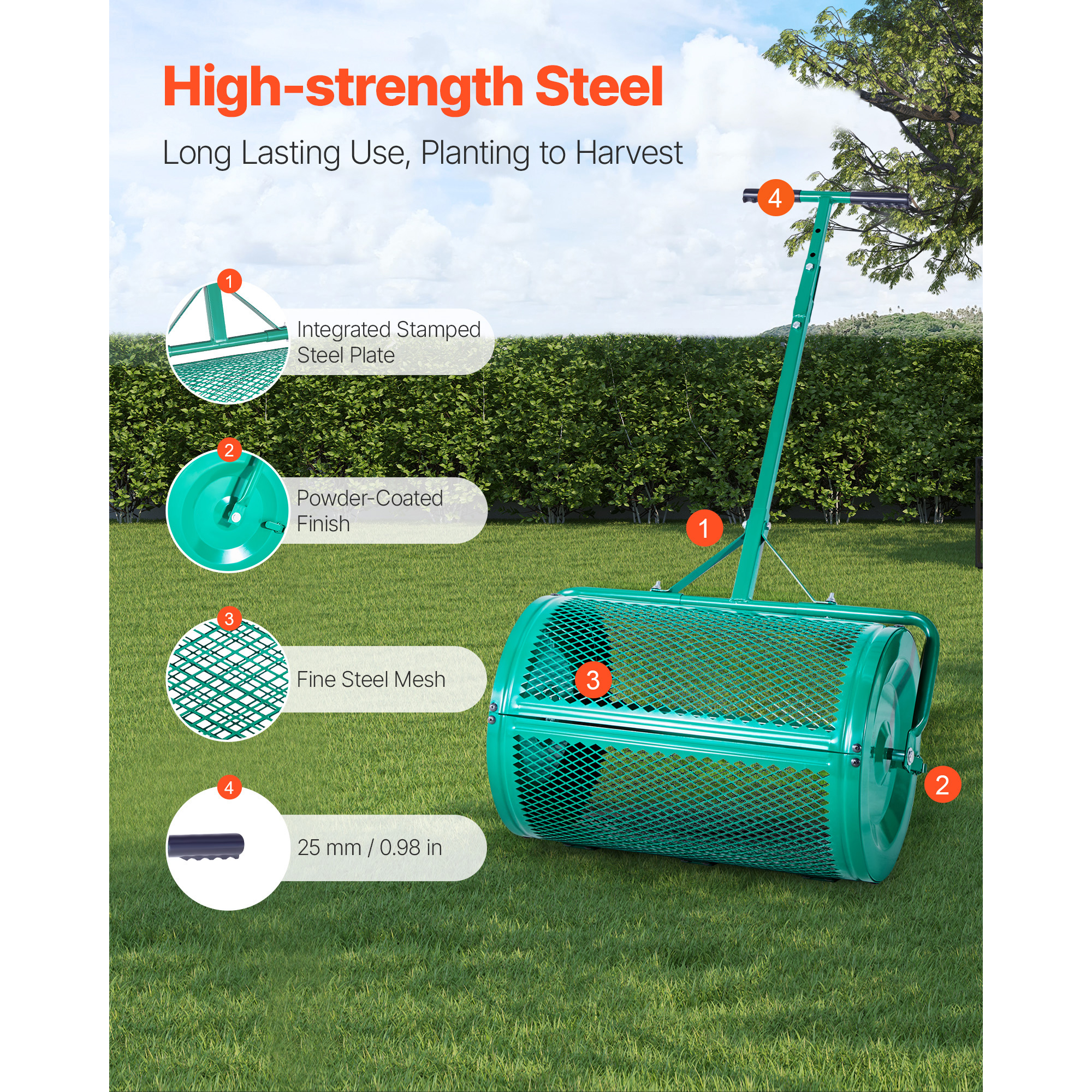 Mophorn 24-inch Compost Spreader with Adjustable Push/Tow Handle ...