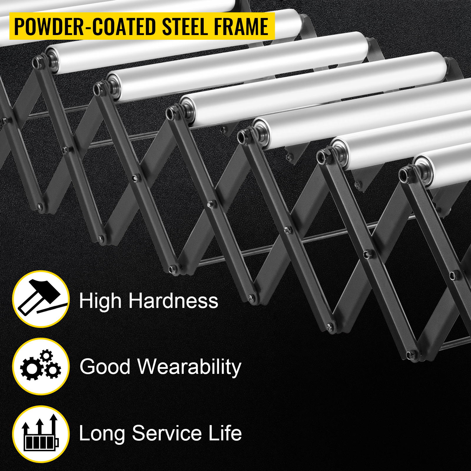 VEVOR Adjustable Gravity Conveyor Roller 18-51" Length 27-43" Height ...