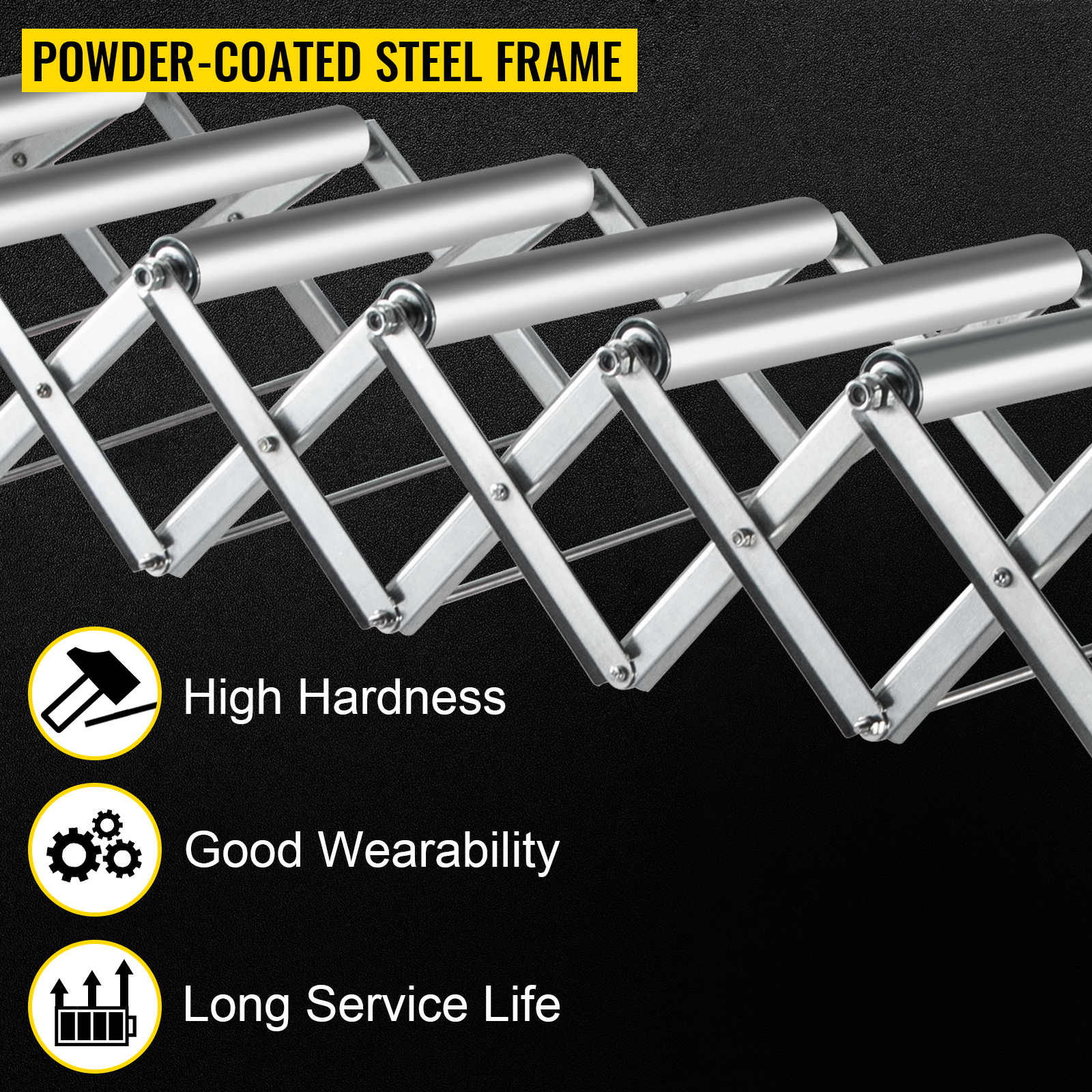 VEVOR Adjustable Gravity Conveyor Roller 27-45" Length 21-33" Height ...