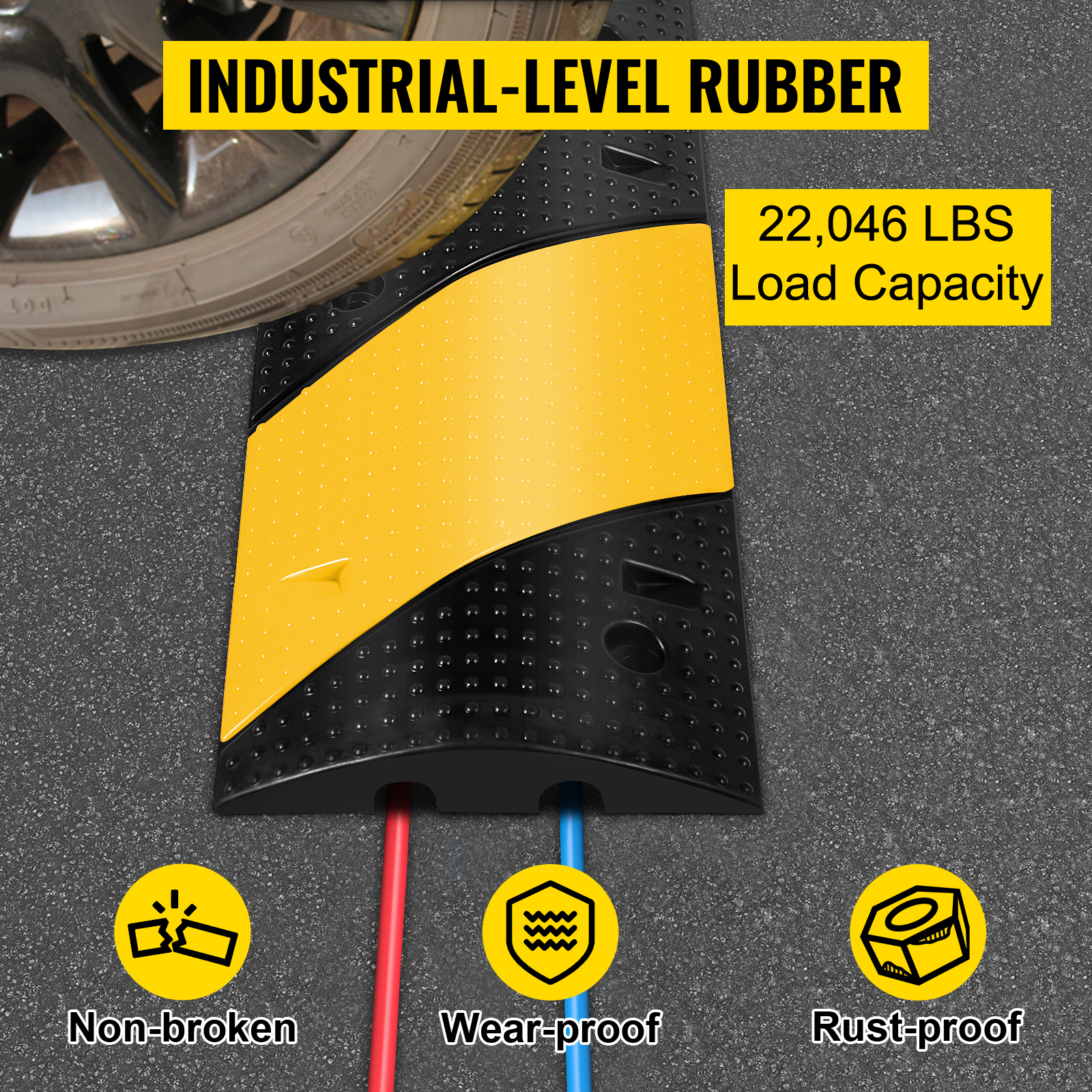 VEVOR 3 Feet Rubber Speed Bump Driveway Modular Heavy Duty Speed Bumps