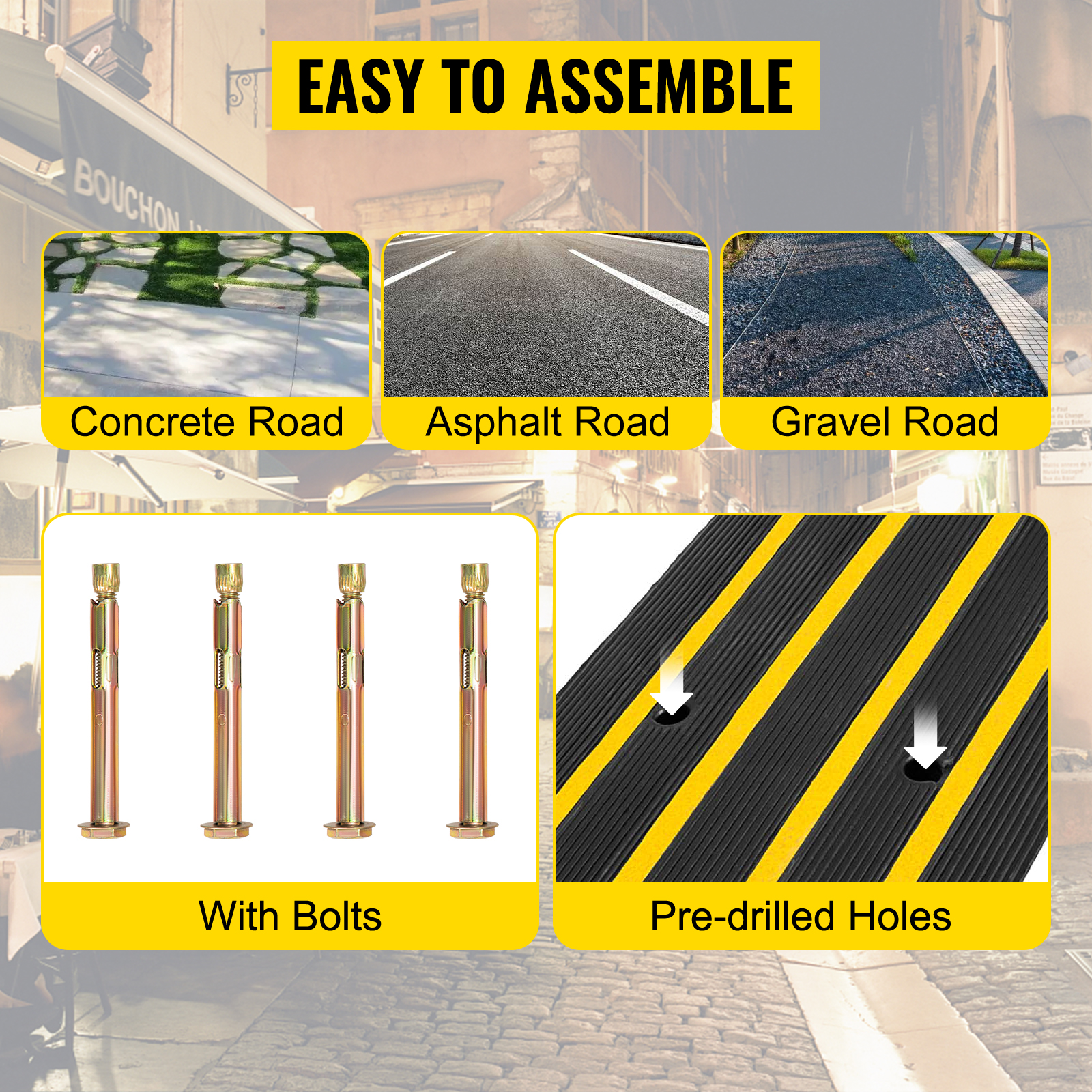 VEVOR Car Driveway Rubber Curb Ramps Heavy Duty 22000lbs Capacity ...