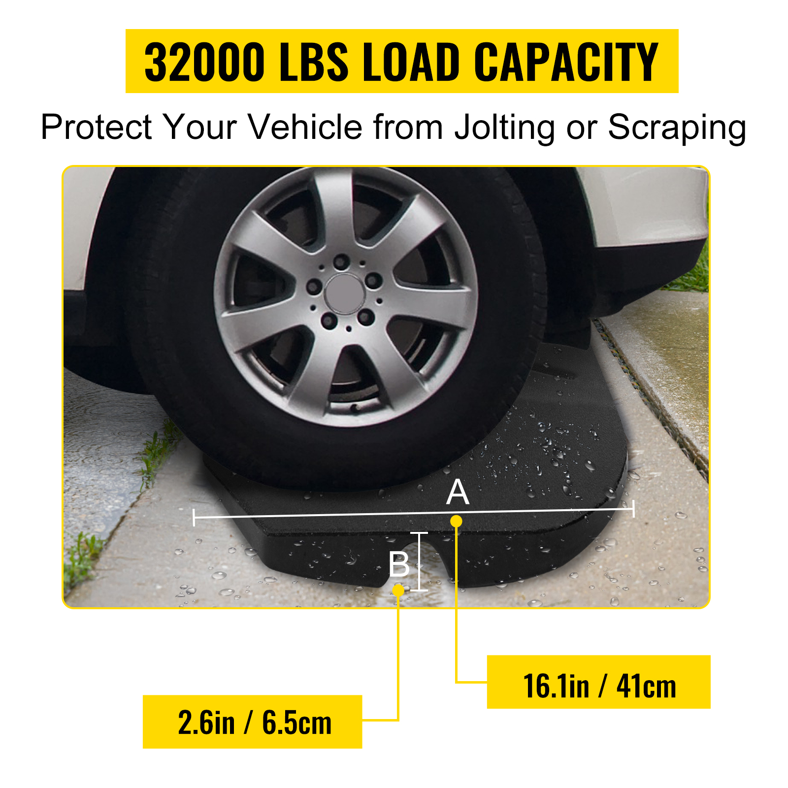 VEVOR Curb Ramp, 4 Pack Rubber Driveway Ramps, Heavy Duty 32000 lbs ...