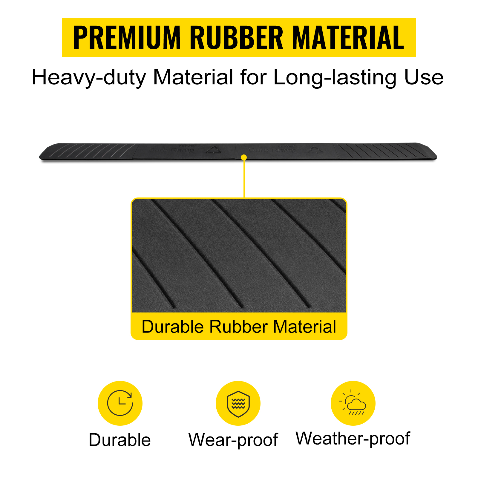 VEVOR Curb Ramp, 5 Pack Rubber Driveway Ramps, Heavy Duty 32000 lbs ...