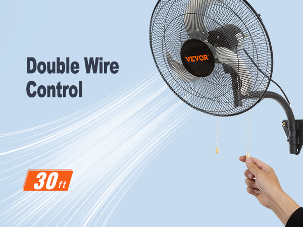 VEVOR Wall Mount Fan, 20 Inch, 3-speed High Velocity Max. 4650 CFM ...