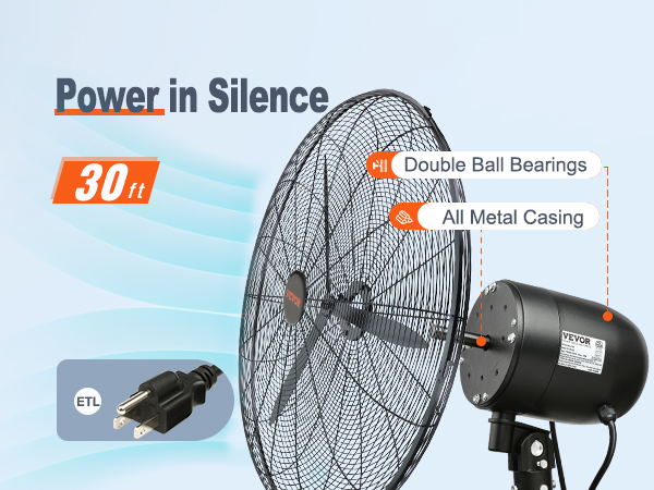 VEVOR Wall-Mount Misting Fan, 24 Inch, 3-speed High Velocity Max. 7000 ...