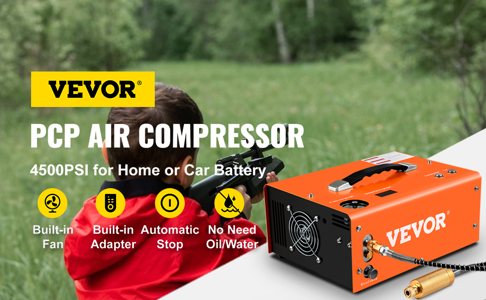VEVOR PCP Air Compressor Portable Scuba Compressor 4500Psi Auto-Stop ...
