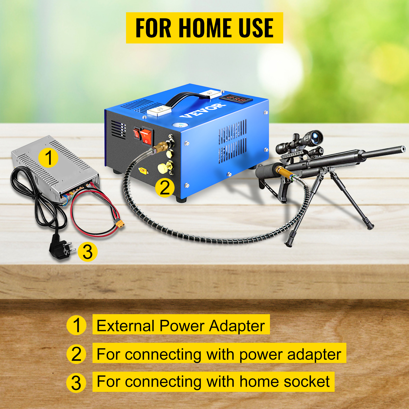 VEVOR PCP Air Compressor Scuba Compressor 4500PSI Manual-Stop 12V/220V ...