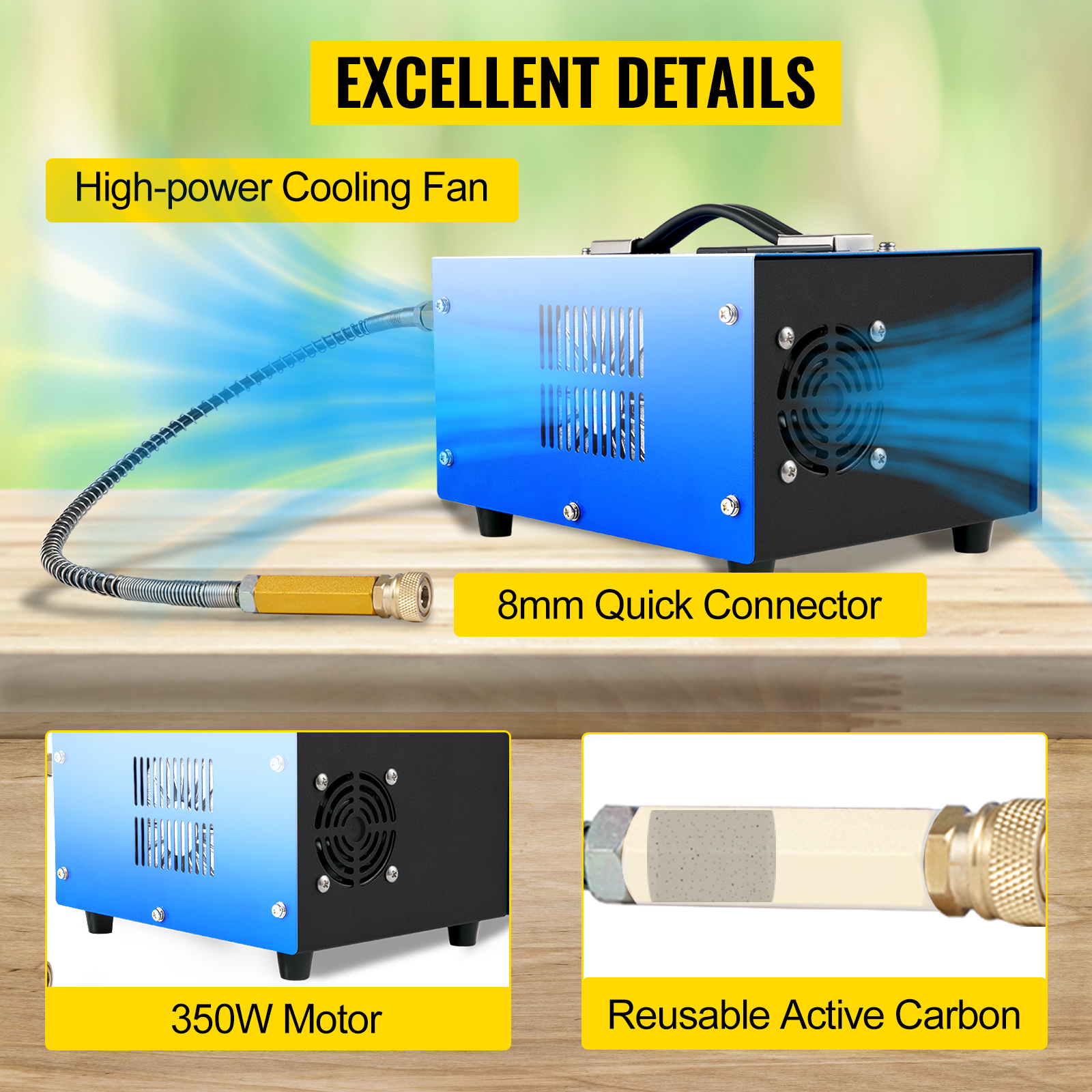 VEVOR PCP Air Compressor Scuba Compressor 4500PSI Manual-Stop 12V/220V ...