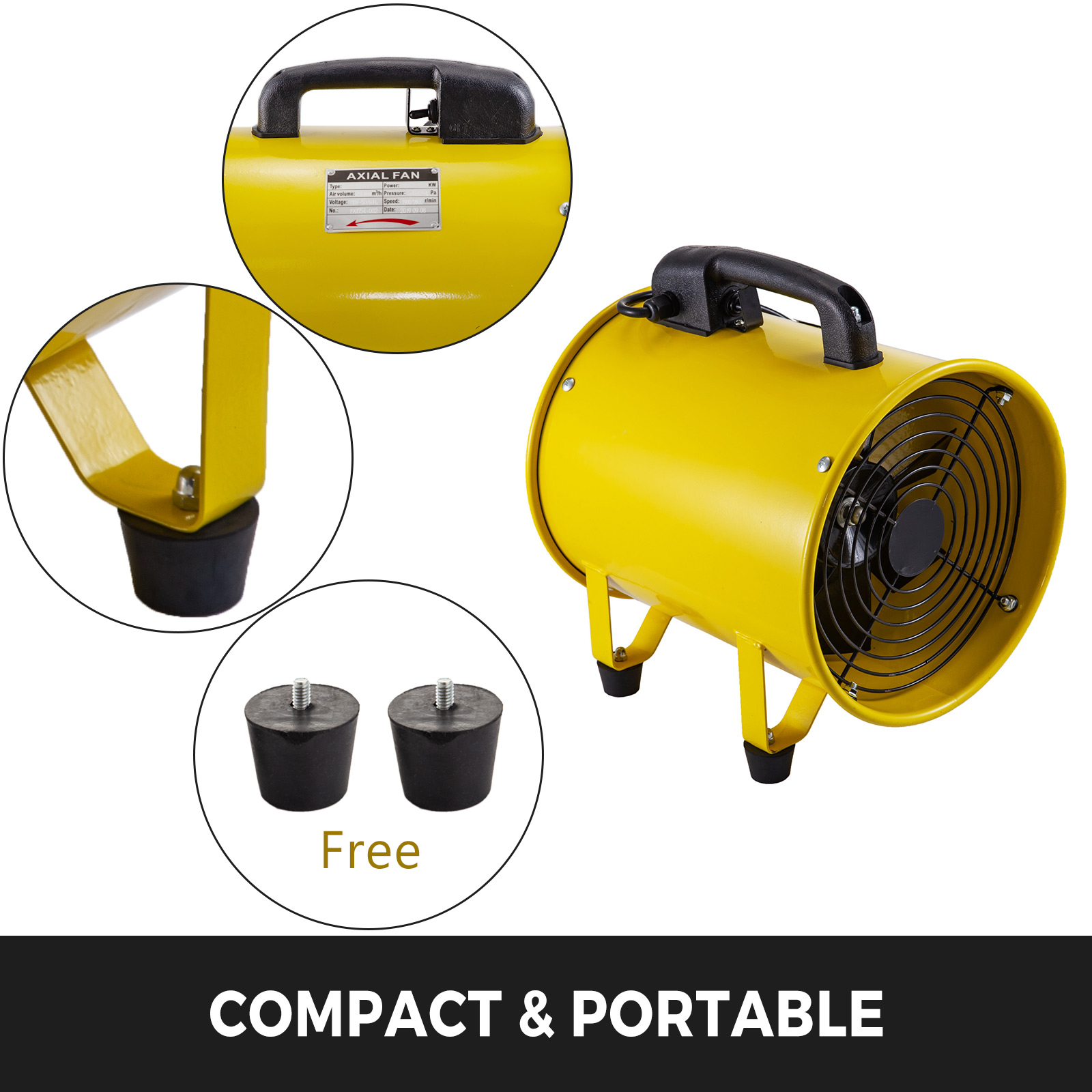 10" 250mm Portable Ventilation Fan Ventilator Axial Blower 1900/2800r ...
